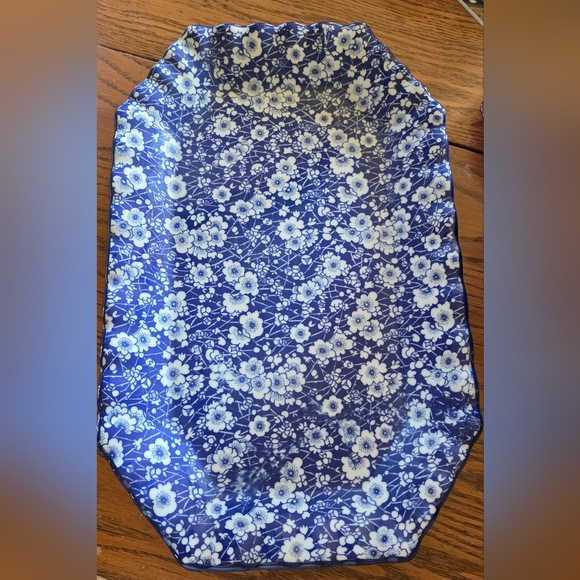 Burleigh | Accents | Blue Calico Lg Platter Tray Vintage Ruffled Edge ...